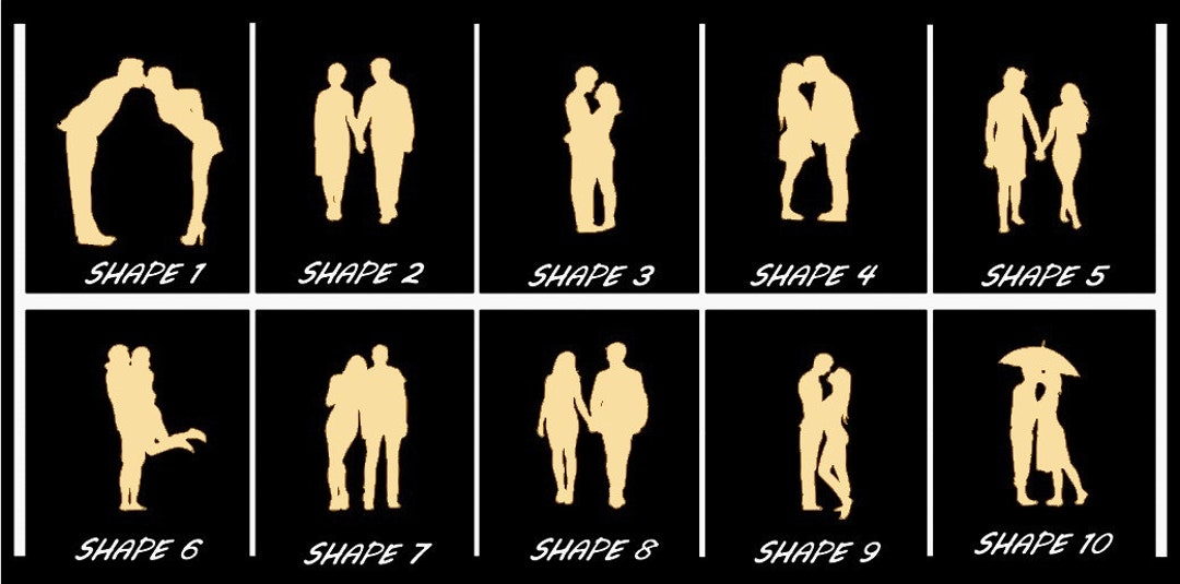 Smooth Laser Cut Couples Shape Set 2 - Unfinished Cutout - Many Sizes ...