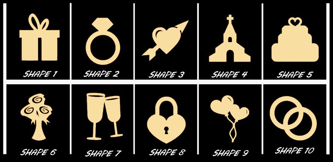 Smooth Laser Cut Wedding Icon Shapes Set 1 - Unfinished Cutout - Many ...