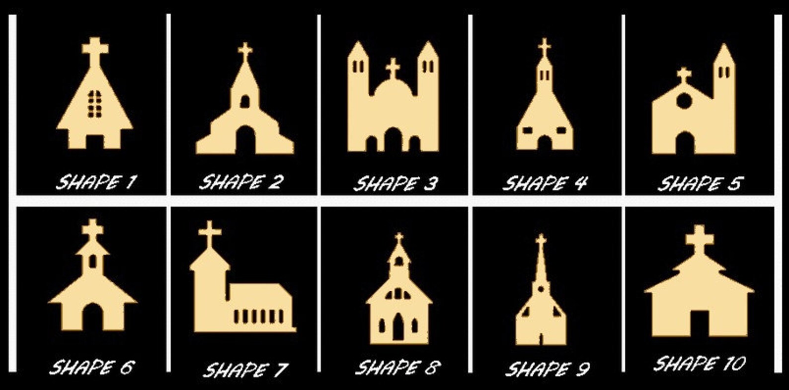 Smooth Laser Cut Church Shape Set 1 - Unfinished Cutout - Many Sizes ...