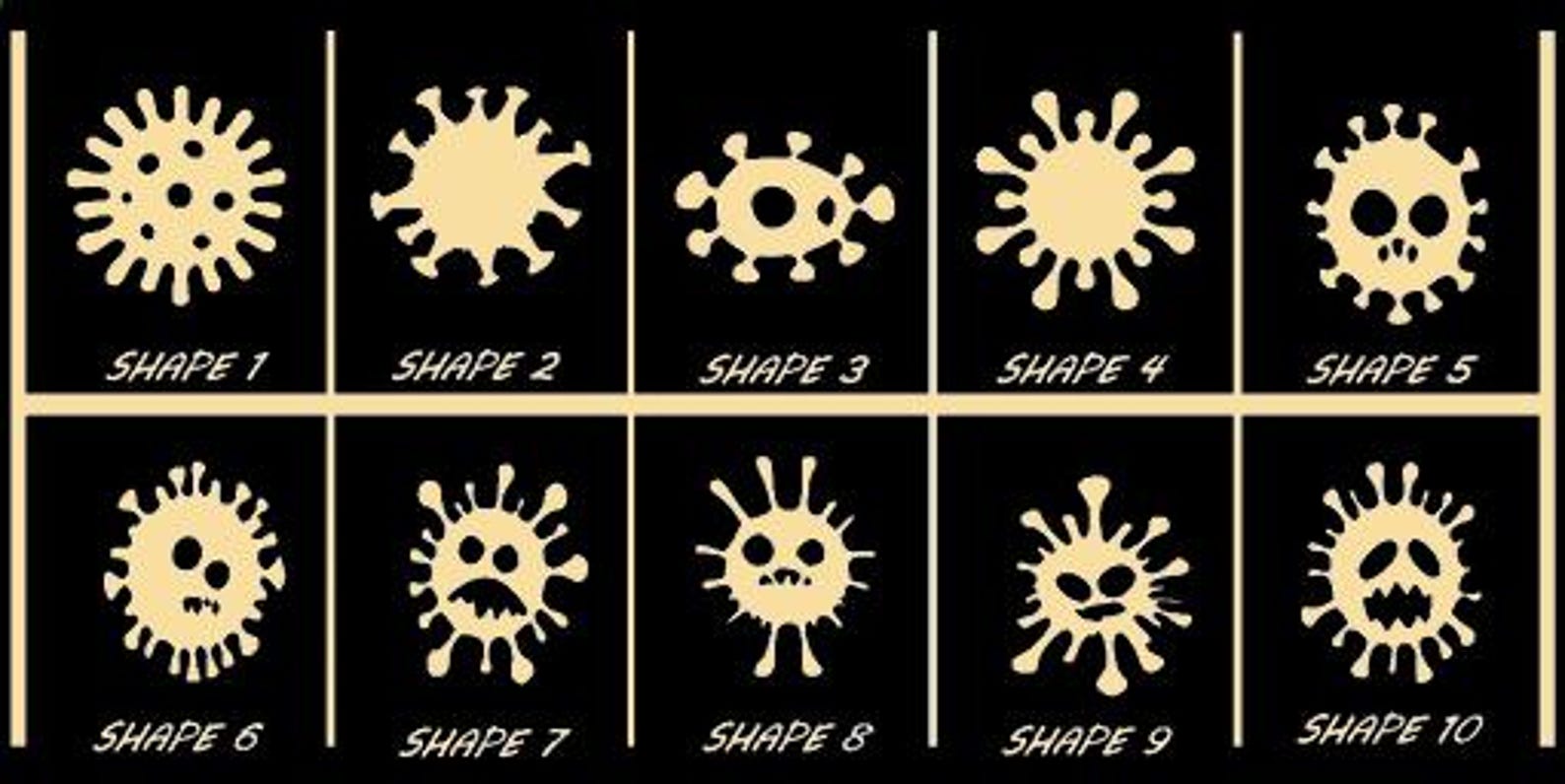 Smooth Laser Cut Virus Germ Shape Set 1 - Unfinished Cutout - Many ...