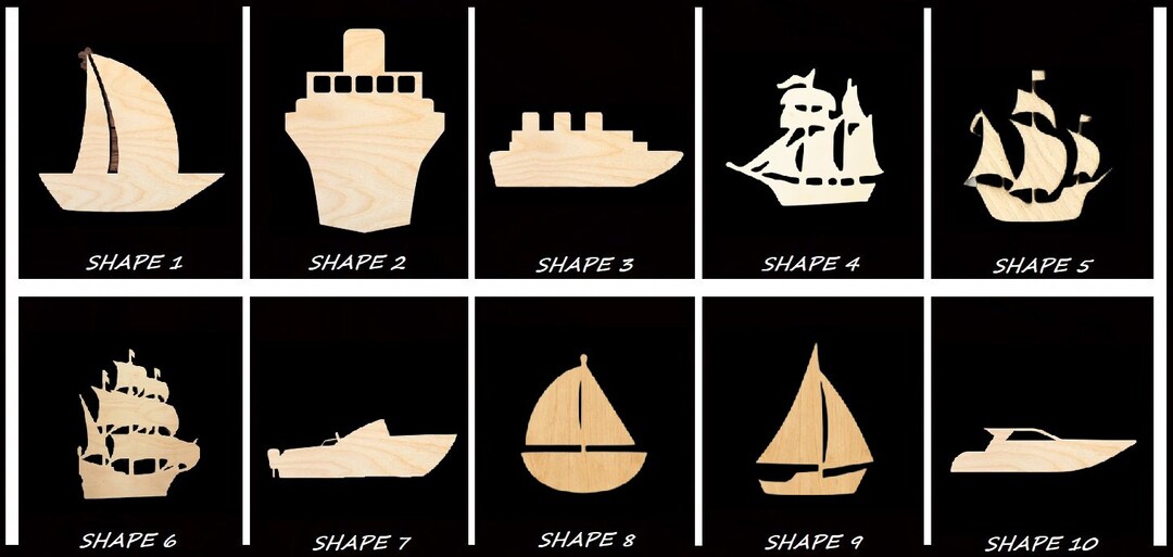 Smooth Laser Cut Boats and Ships Shape Set 1 - Unfinished Cutout - Many ...