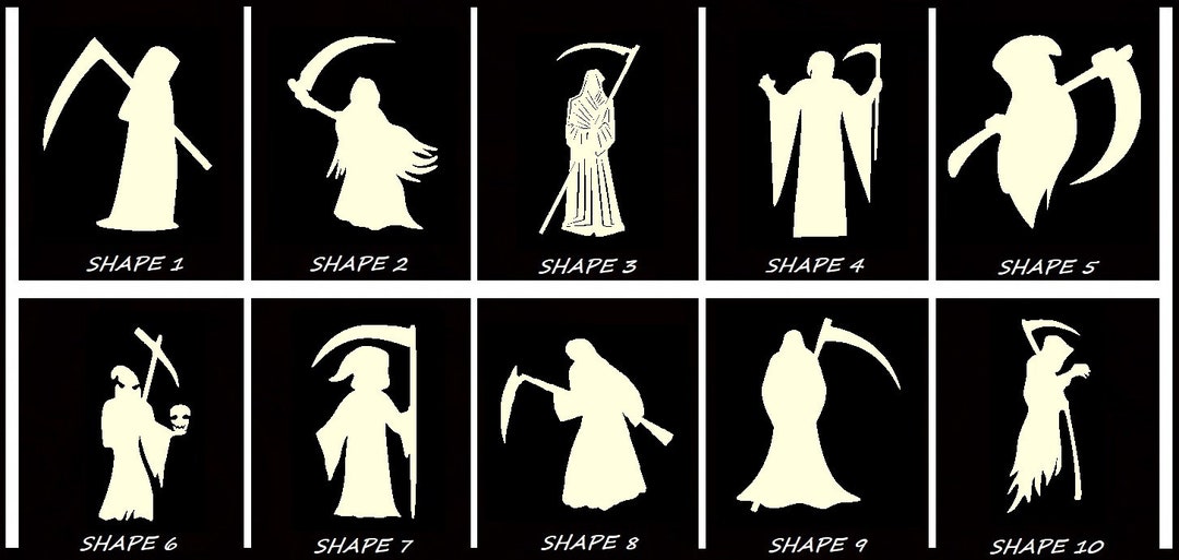 Smooth Laser Cut Grim Reaper Shape Set 1 - Unfinished Cutout - Many ...