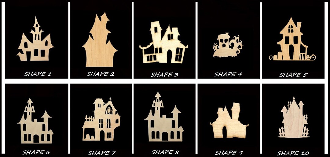 Smooth Laser Cut Haunted House Shape Set 1 - Unfinished Cutout - Many ...