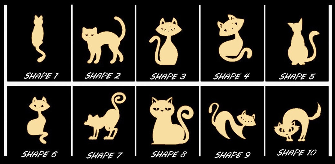 Smooth Laser Cut Cat Shape Set 6 - Unfinished Cutout - Many Sizes ...