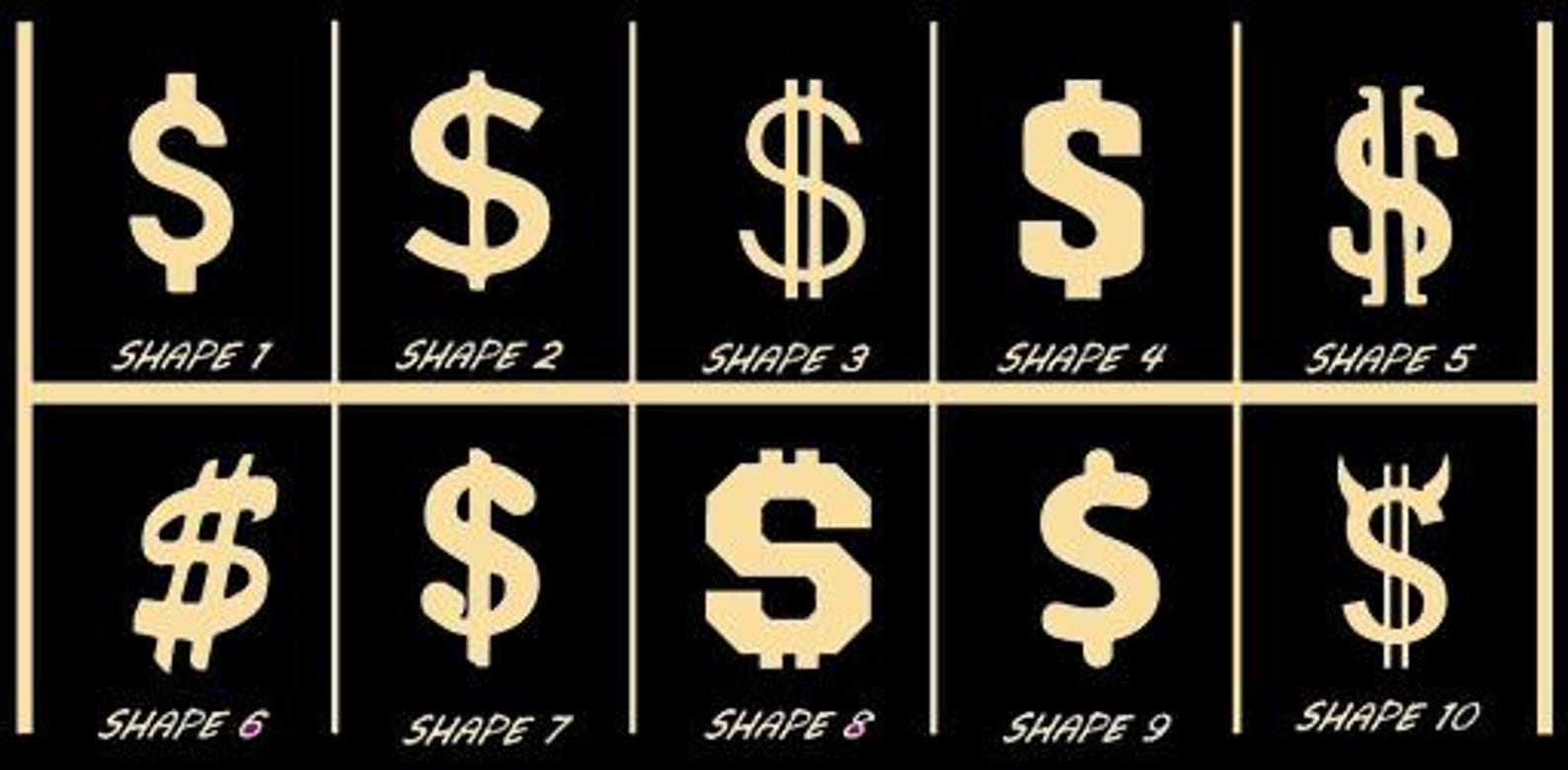 Smooth Laser Cut Dollar Symbol Shape Set 1 - Unfinished Cutout - Many ...