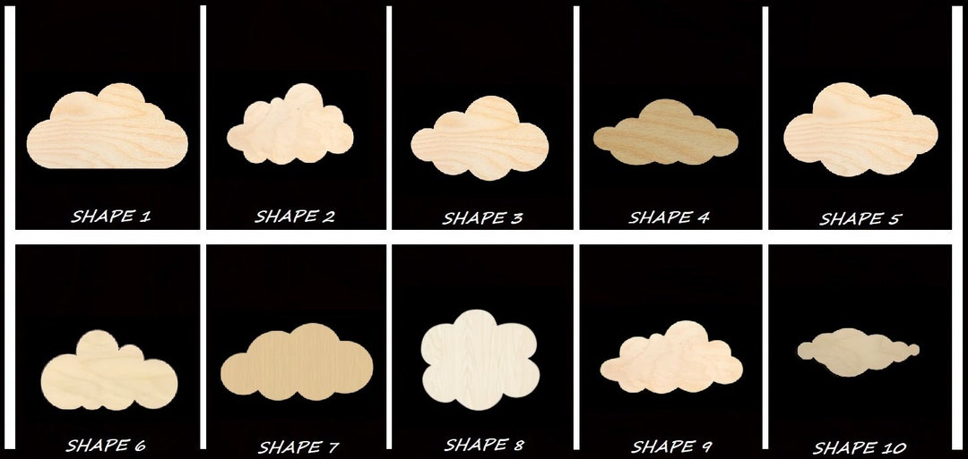 Smooth Laser Cut Cloud Shape Unfinished Cutout Multiple Sizes, Styles ...