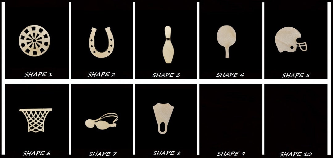 Smooth Laser Cut Sports Equipment Shapes Set 1 Unfinished Cutout - Many ...