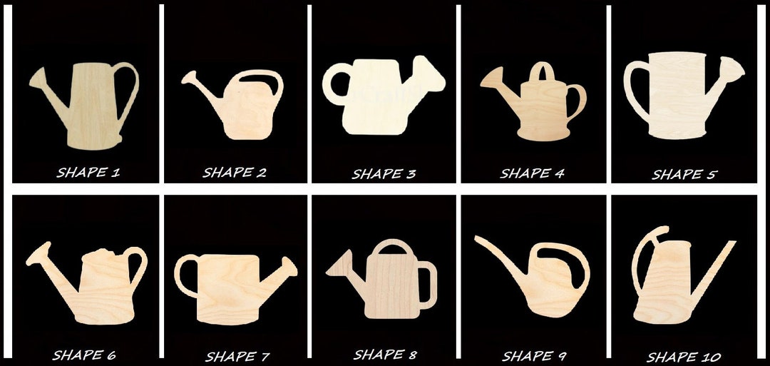 Smooth Laser Cut Watering Can Shape Unfinished Cutout Multiple Sizes ...