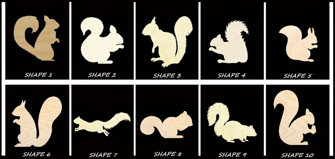 Smooth Laser Cut Squirrel Shape Unfinished Cutout Multiple Sizes ...