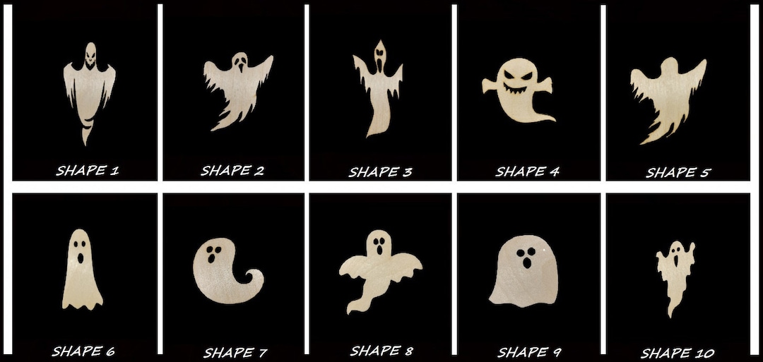 Smooth Laser Cut Ghost Shape Set 1 - Unfinished Cutout - Many Sizes ...