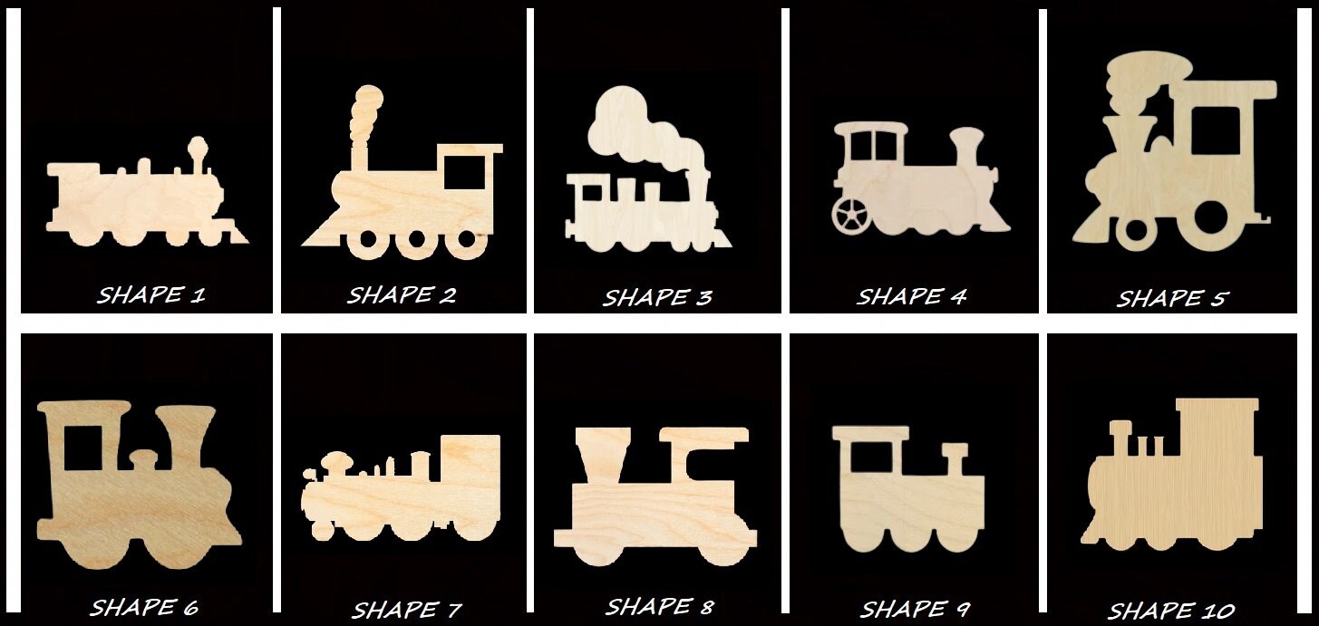 Smooth Laser Cut Train Shape Unfinished Cutout Multiple Sizes, Styles ...