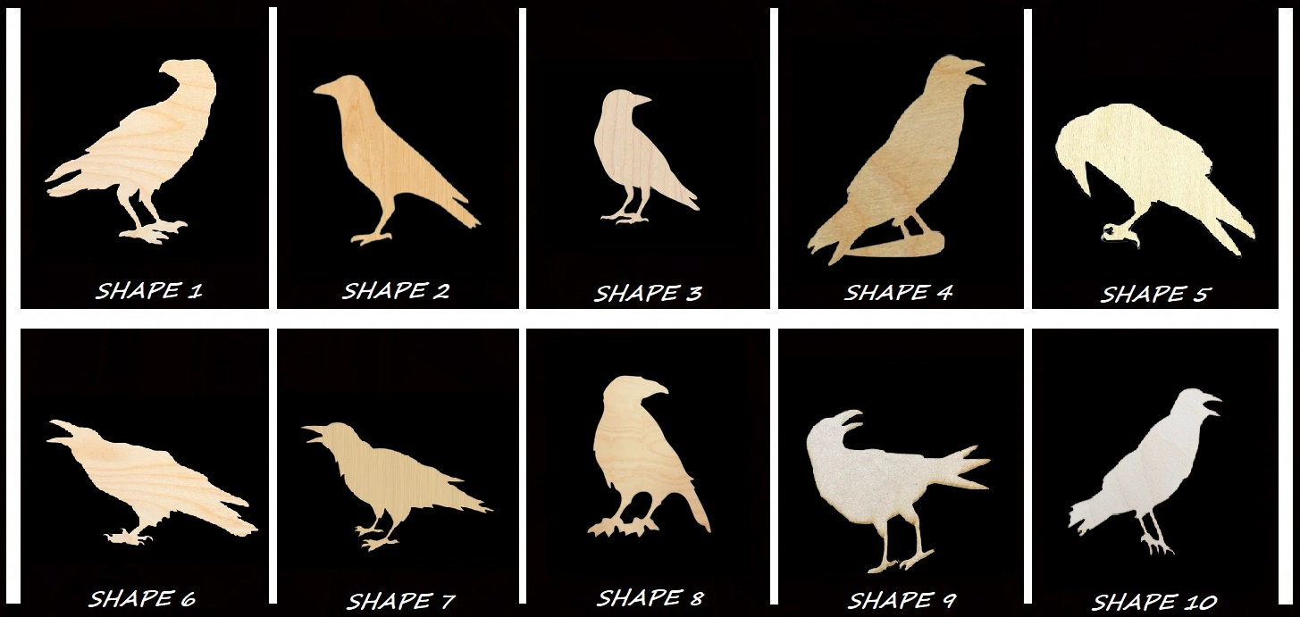 Smooth Laser Cut Crow Shape Set 1 - Unfinished Cutout - Many Sizes ...