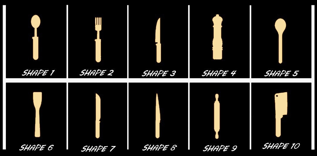 Smooth Laser Cut Kitchen Tools Shape Set 3 - Unfinished Cutout - Many ...
