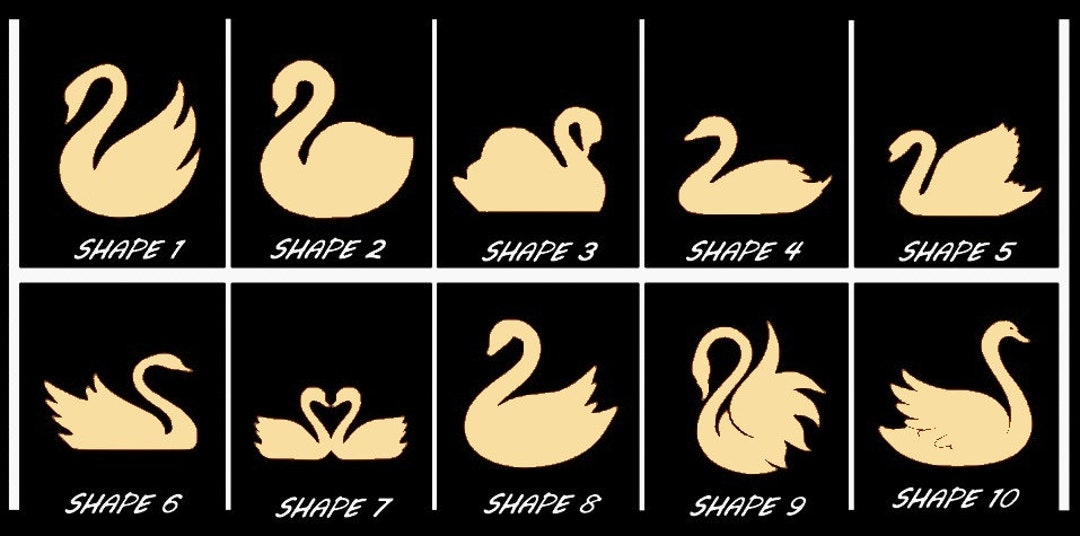 Smooth Laser Cut Swan Shape Unfinished Cutout Multiple Sizes, Styles ...