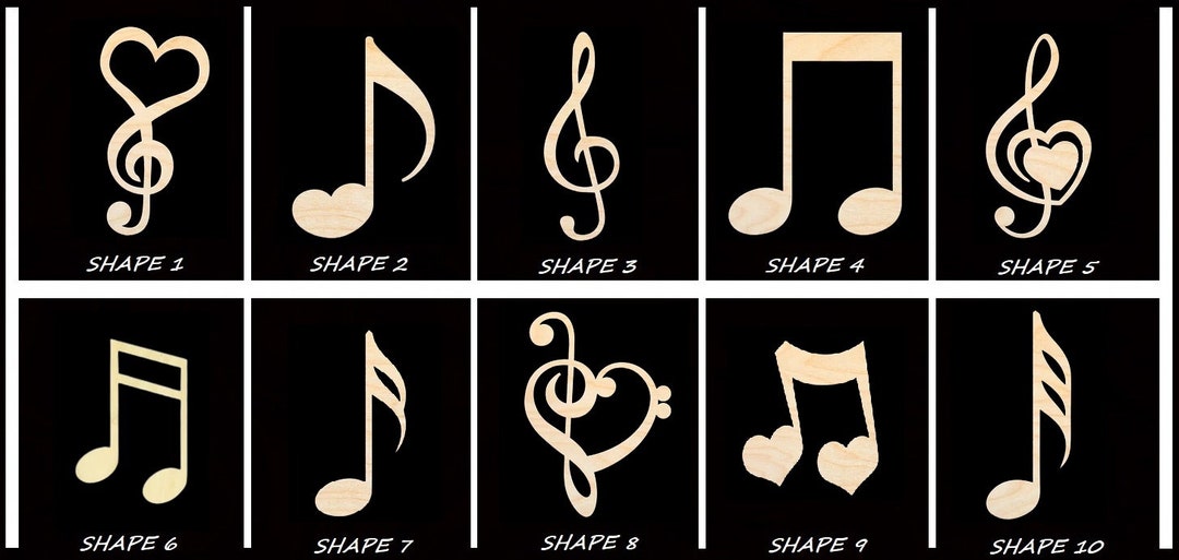 Smooth Laser Cut Music Note Shape Set 1 - Unfinished Cutout - Many ...