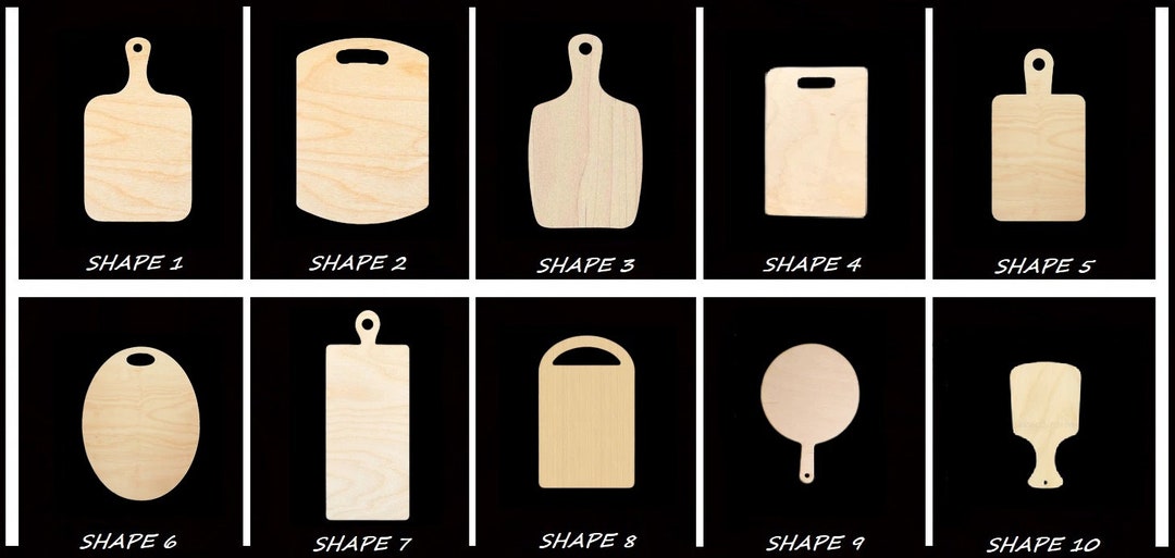 Smooth Laser Cut Cutting Board Shape Set 1 - Unfinished Cutout - Many ...