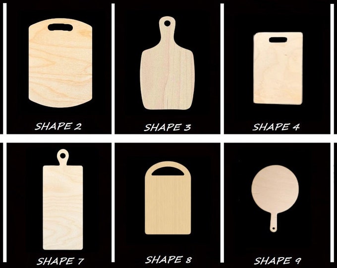 Smooth Laser Cut Cutting Board Shape Set 1 - Unfinished Cutout - Many ...