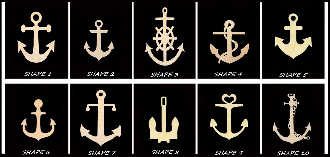 Smooth Laser Cut Anchor Shape Set 1 - Unfinished Cutout - Many Sizes ...