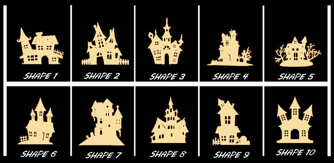 Smooth Laser Cut Haunted House Shape Set 4 - Unfinished Cutout - Many ...