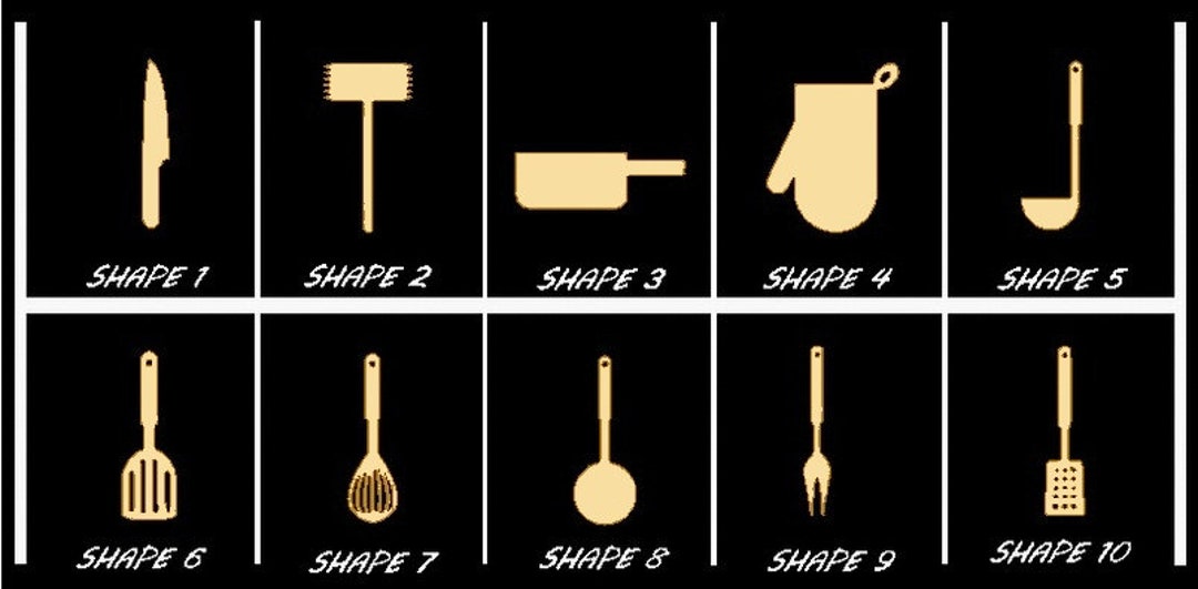 Smooth Laser Cut Kitchen Tools Set 4 Shape - Unfinished Cutout ...