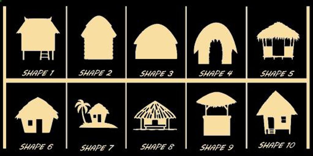 Smooth Laser Cut Tiki Hut Shape Set 1 - Unfinished Cutout - Many Sizes ...