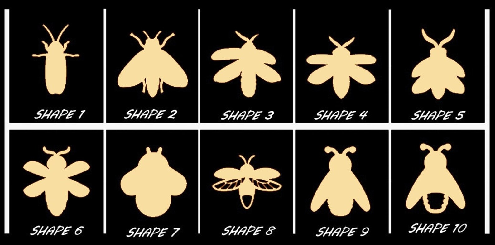 Smooth Laser Cut Firefly Shape Set 1 - Unfinished Cutout - Many Sizes ...