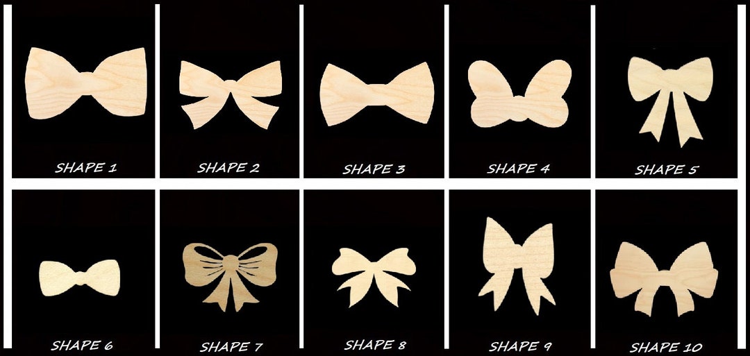 Smooth Laser Cut Bow Shape Unfinished Cutout Multiple Sizes, Styles ...