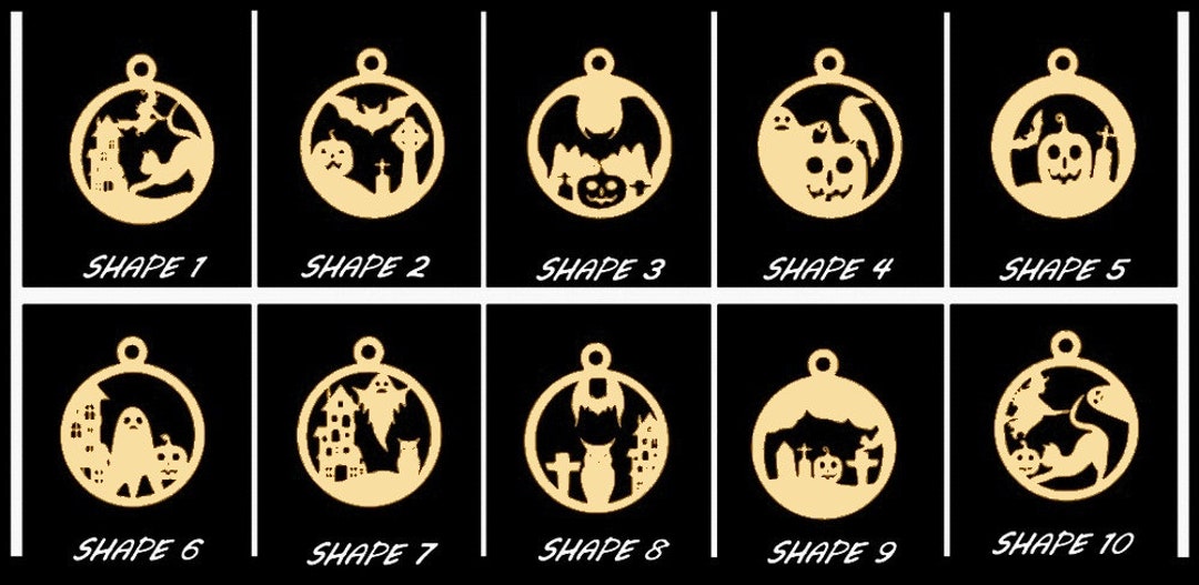 Smooth Laser Cut Halloween Ornament Shape Set 1 - Unfinished Cutout ...