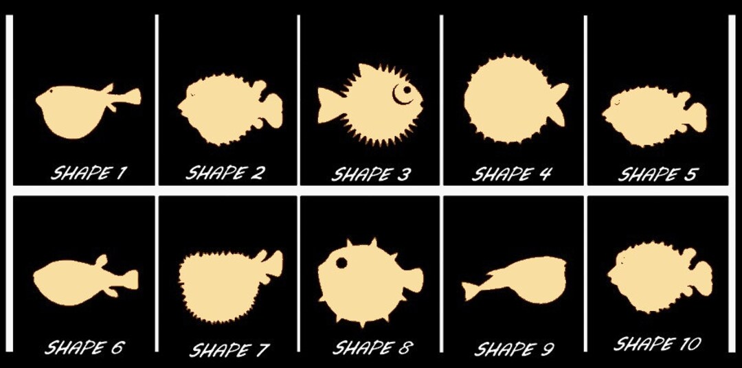 Smooth Laser Cut Puffer Fish Shape Set 1 - Unfinished Cutout - Many ...