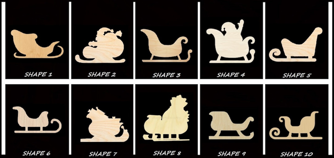 Smooth Laser Cut Santa's Sleigh Shape Set 1 - Unfinished Cutout - Many ...