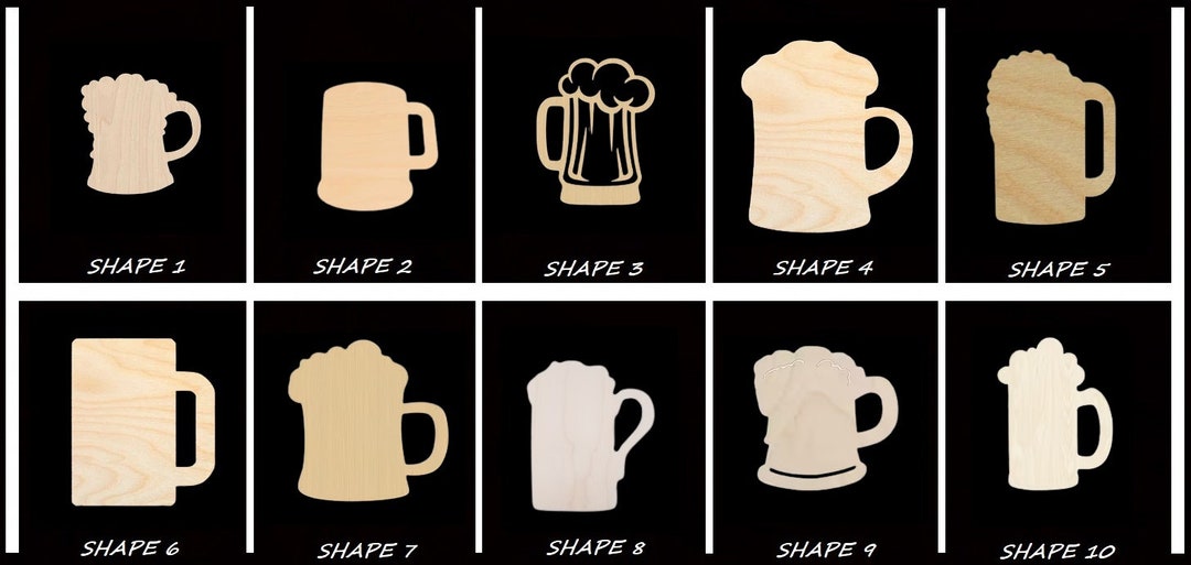 Smooth Laser Cut Beer Mug Shape Set 1 - Unfinished Cutout - Many Sizes ...