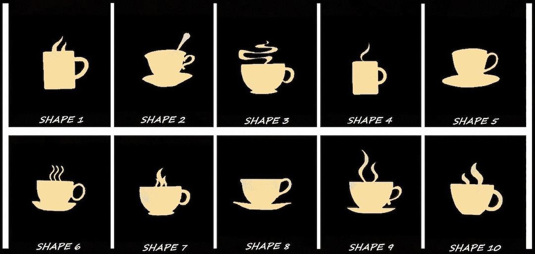 Smooth Laser Cut Coffee Cup Shape Unfinished Cutout Multiple Sizes ...