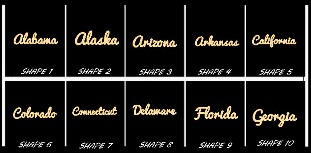 Smooth Laser Cut State Names Shape Set 1 - Unfinished Cutout - Many ...