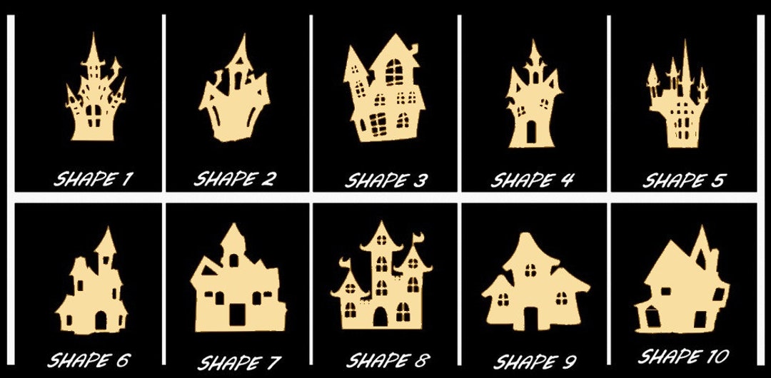 Smooth Laser Cut Haunted House Shape Set 6 - Unfinished Cutout - Many ...