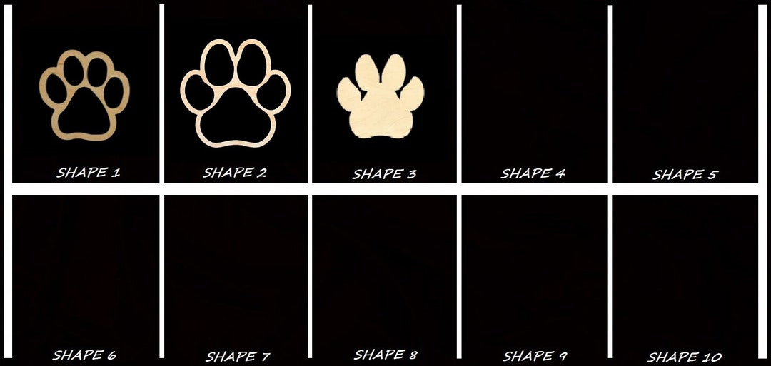 Smooth Laser Cut Dog Paw Shape Set 1 - Unfinished Cutout - Many Sizes ...