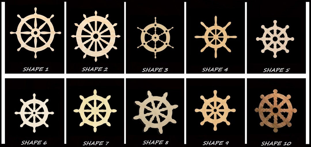 Smooth Laser Cut Ships Wheel Shape Set 1 - Unfinished Cutout - Many ...