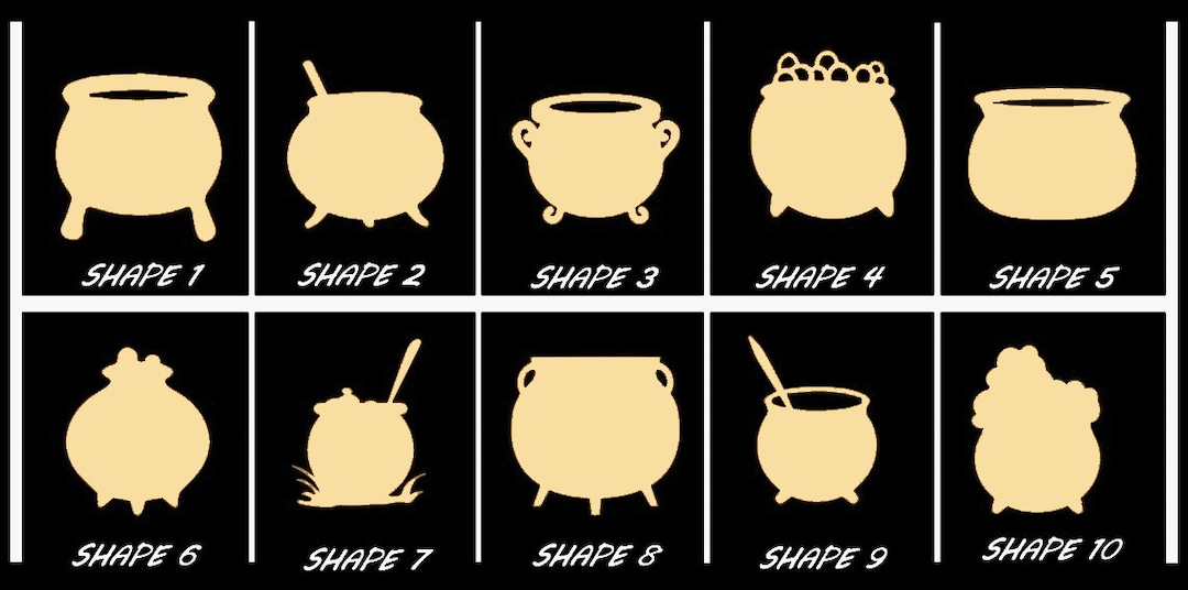 Smooth Laser Cut Witch Cauldron Shape Set 1 - Unfinished Cutout - Many ...