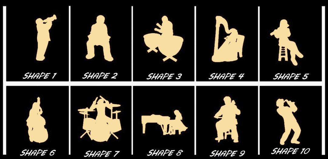 Smooth Laser Cut Musician Shape Set 2 - Unfinished Cutout - Many Sizes ...