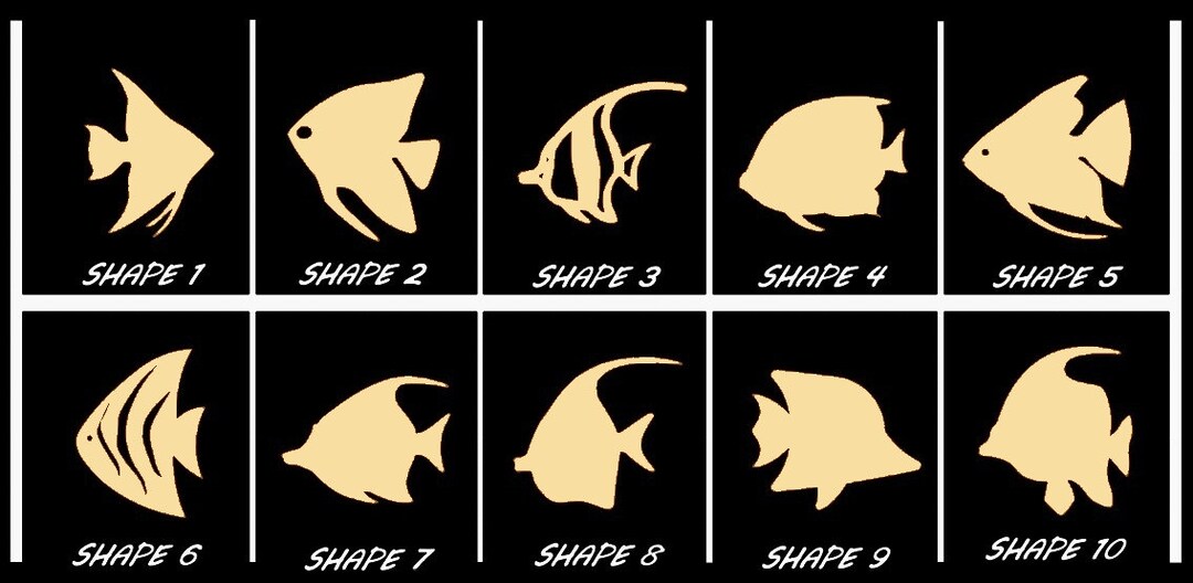 Smooth Laser Cut Angel Fish Shape Set 1 - Unfinished Cutout - Many ...