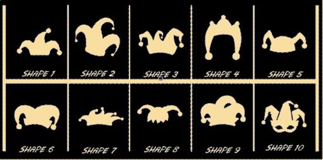 Smooth Laser Cut Jester Hat Shape Set 2 - Unfinished Cutout - Many ...