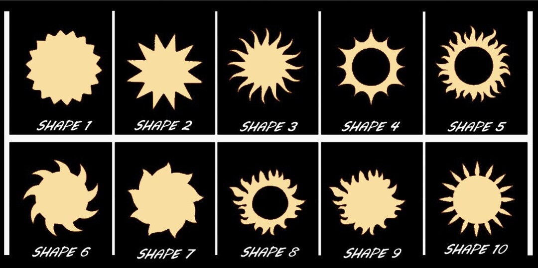 Smooth Laser Cut Sun Shape Set 2 - Unfinished Cutout - Many Sizes ...