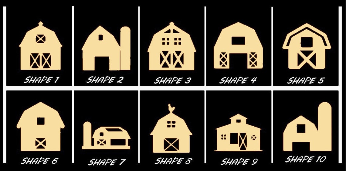 Smooth Laser Cut Barn Shape Set 1 - Unfinished Cutout - Many Sizes ...