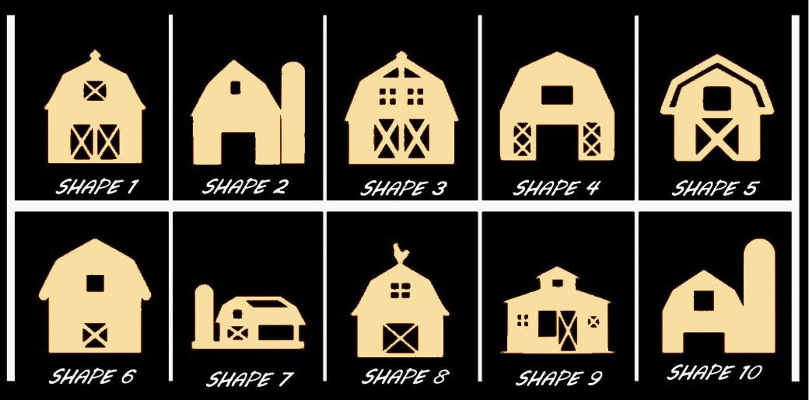 Smooth Laser Cut Barn Shape Set 1 - Unfinished Cutout - Many Sizes ...