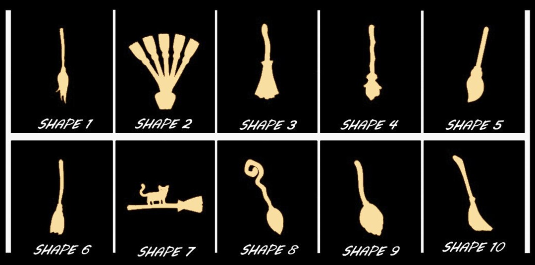 Smooth Laser Cut Witch Broom Shape Set 2 - Unfinished Cutout - Many ...