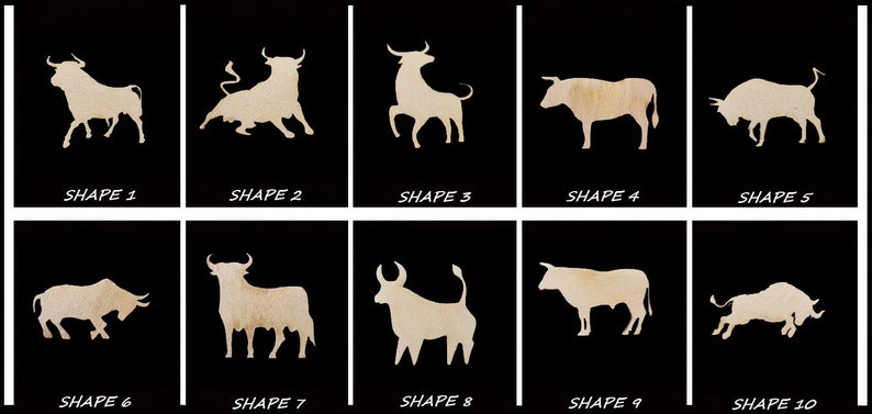 Smooth Laser Cut Bull Shape Set 1 - Unfinished Cutout - Many Sizes ...