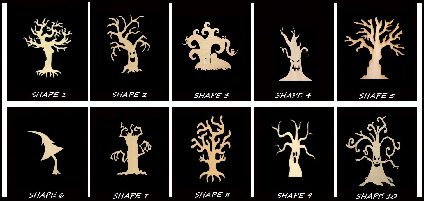 Smooth Laser Cut Spooky Halloween Tree Shape Unfinished - Etsy