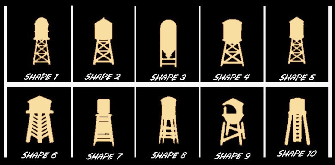 NEW Smooth Laser Cut Water Tower Shape Unfinished Cutout Multiple Sizes ...