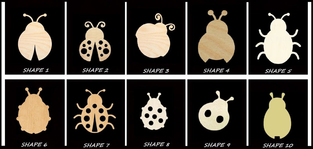 Smooth Laser Cut Ladybug Shape Set 1 - Unfinished Cutout - Many Sizes ...