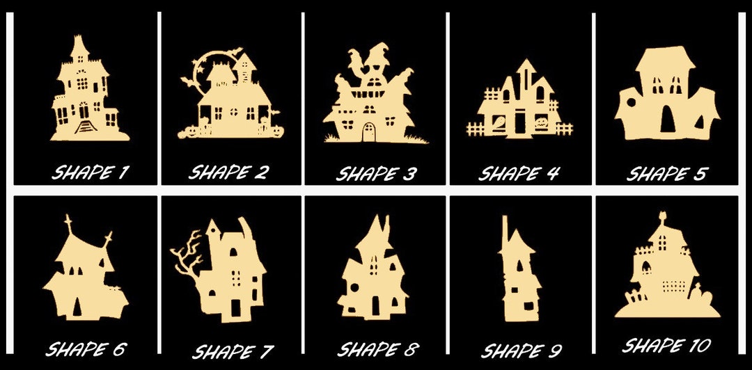 Smooth Laser Cut Haunted House Shape Set 5 - Unfinished Cutout - Many ...