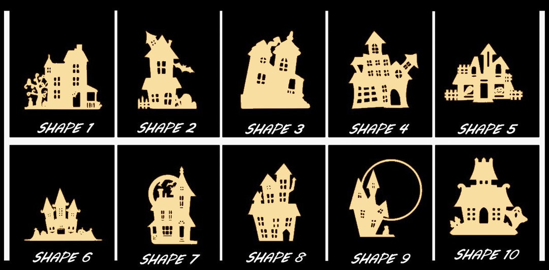 Smooth Laser Cut Haunted House Shape Set 3 - Unfinished Cutout - Many ...